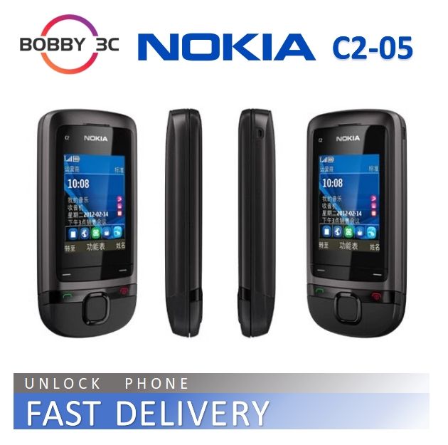 ของแท้สำหรับ Nokia C2-05เครื่องโทรศัพท์มือถือกระดุมแบบคลาสสิกปลดล็อค ...