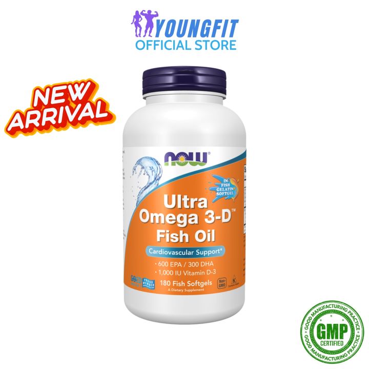 NOW Foods Ultra Omega 3-D 600 EPA / 300 DHA 180 Fish Softgels | Lazada.vn
