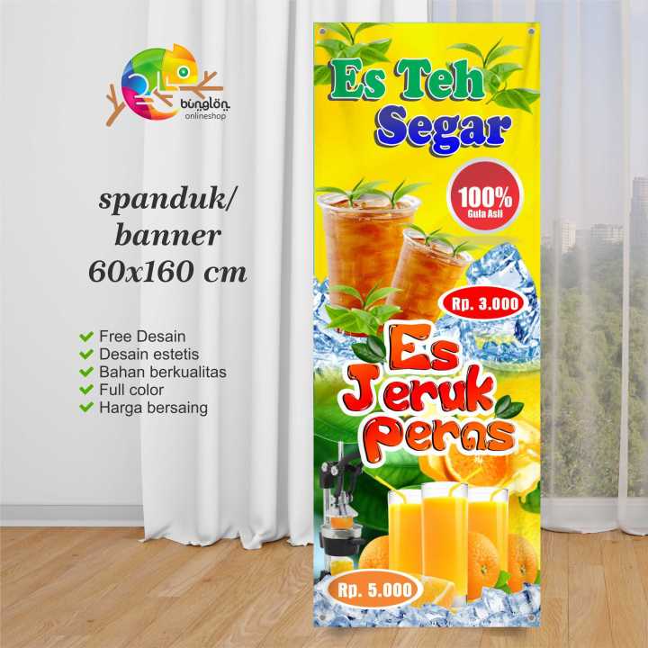 Spanduk 60x160 Banner Es Teh Segar Es Jeruk Peras Custom Desain ...