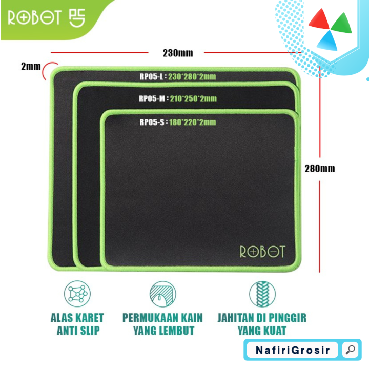ROBOT RP05 MOUSEPAD MOPAD ALAS MOUSE POLOS HITAM MURAH RUBBER ORIGINAL ...