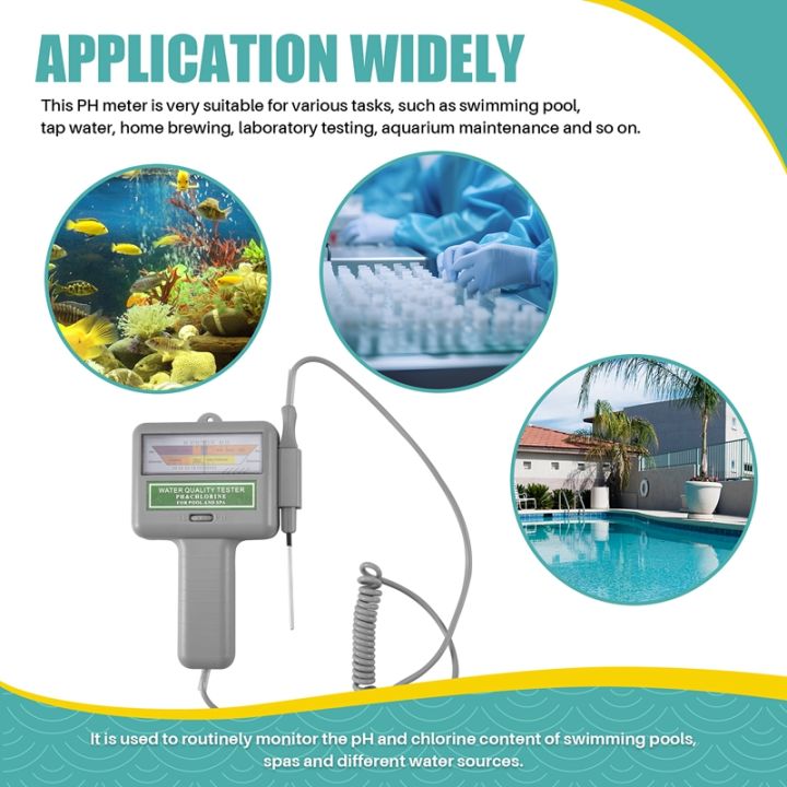 Water PH Chlorine Tester Swimming Pool Quality Spa Level Meter Analysis ...