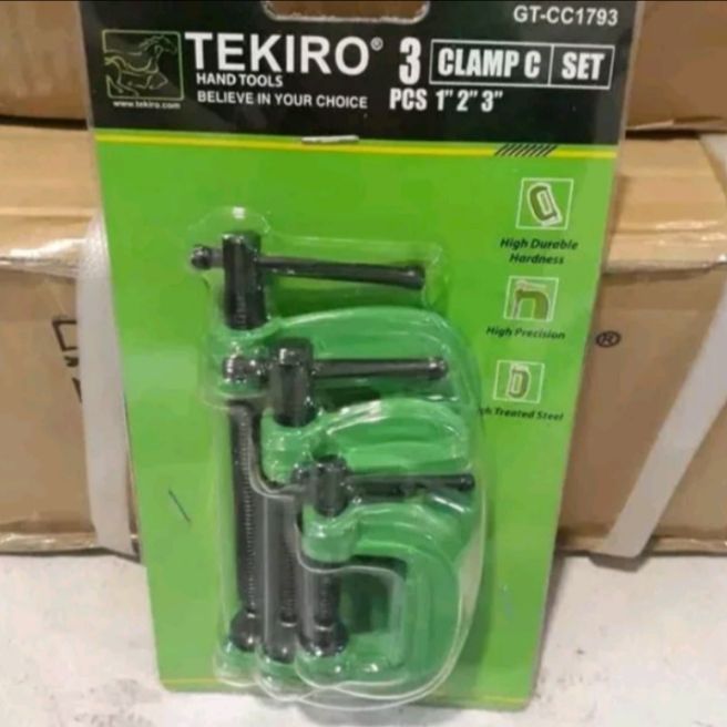 KLEM C SET 3 PCS TEKIRO - PENJEPIT CATOK - CLAMP C SET 1-2-3 INCH ...
