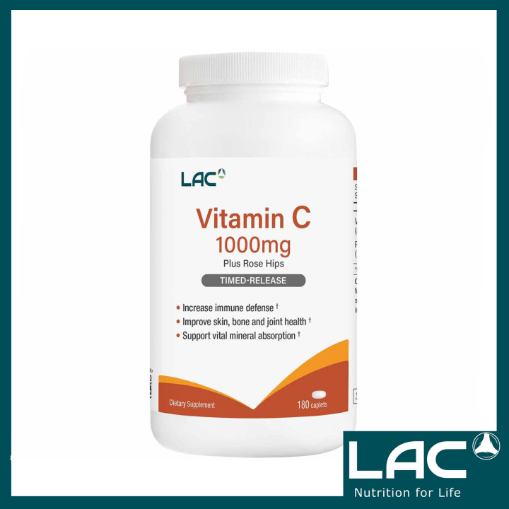 LAC Vitamin C 1000mg Plus Rose Hips 180 Caplets (best by: May 2026 ...