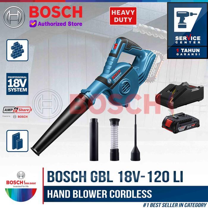 MESIN HAND BLOWER CORDLESS GBL 18V-120 LI + CHARGER BATTERY 2 AH ...