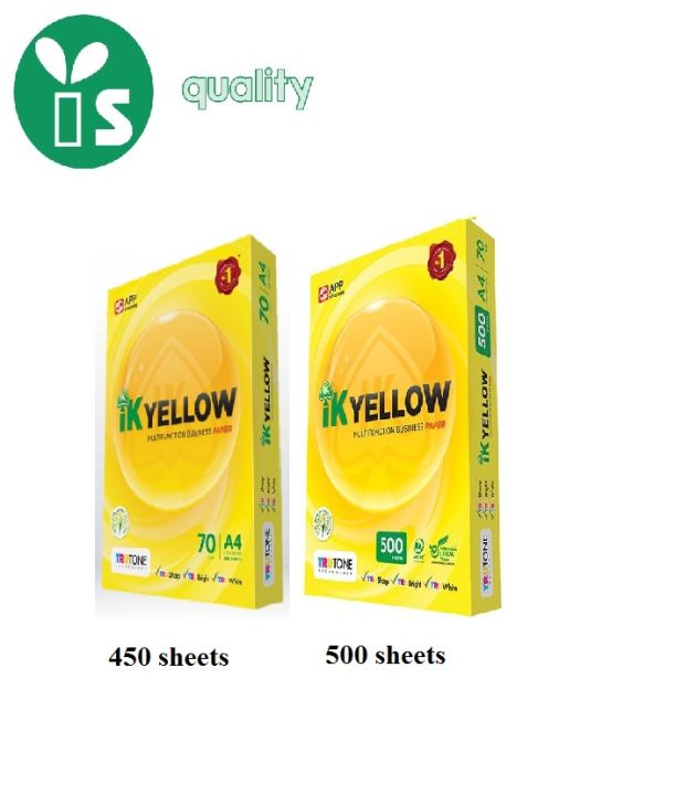ORIGINAL IK Yellow A4 Copier Paper 70gsm - 450 / 500 sheets | Lazada