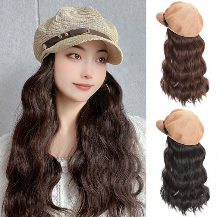 Y2K2 หมวกวิกผมผู้หญิง อุปกรณ์เสริมผม วิกผมหมวก ผมสังเคราะห์ วิกผมผม ...