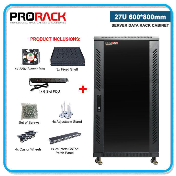PRORACK 27U (600x800mm) Server Data Rack Cabinet for Longer Depth ...