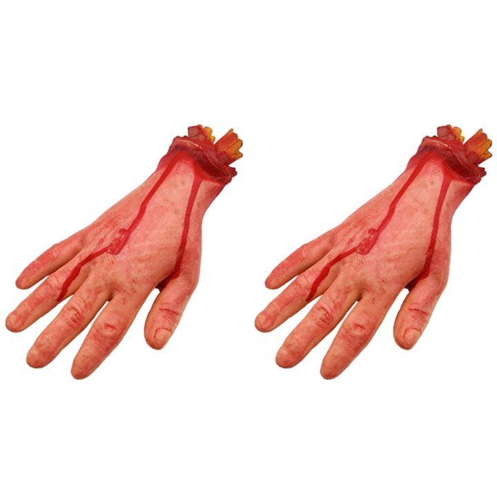 2X Bloody Horror Scary Halloween Prop Fake Severed Life Size Arm Hand ...