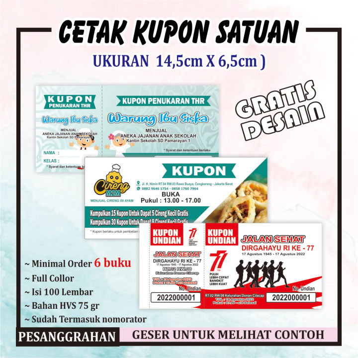 PROMO Cetak kupon jalan santai, tiket masuk, karcis parkir, kupon ... PROMO Cetak kupon jalan santai, tiket masuk, karcis parkir, kupon ...