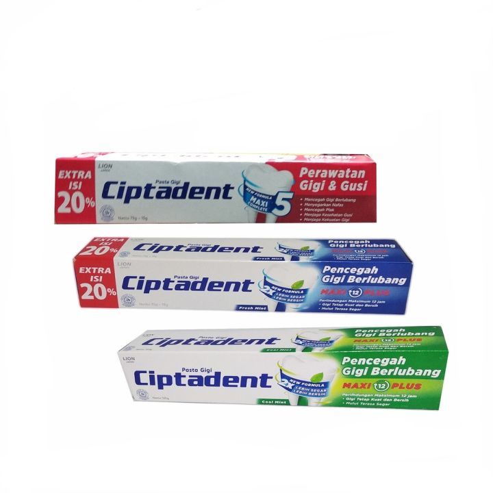 1 lusin CIPTADENT MAXI COMPLETE 75+15 GRAM pasta gigi odol gigi ...