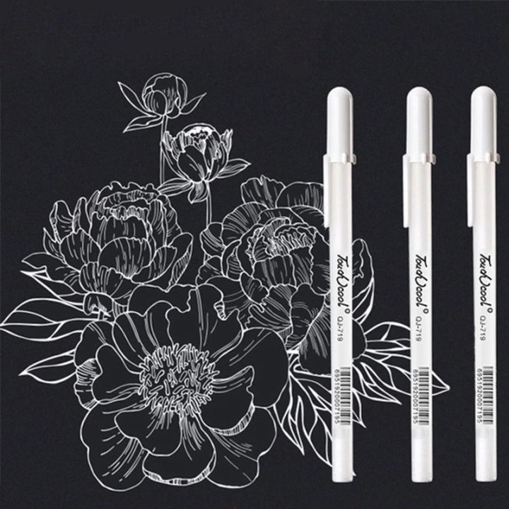 1/3/5pcs/Set 0.6mm Large Capacity Fine Tip White Ink Gel Pen Highlight ...