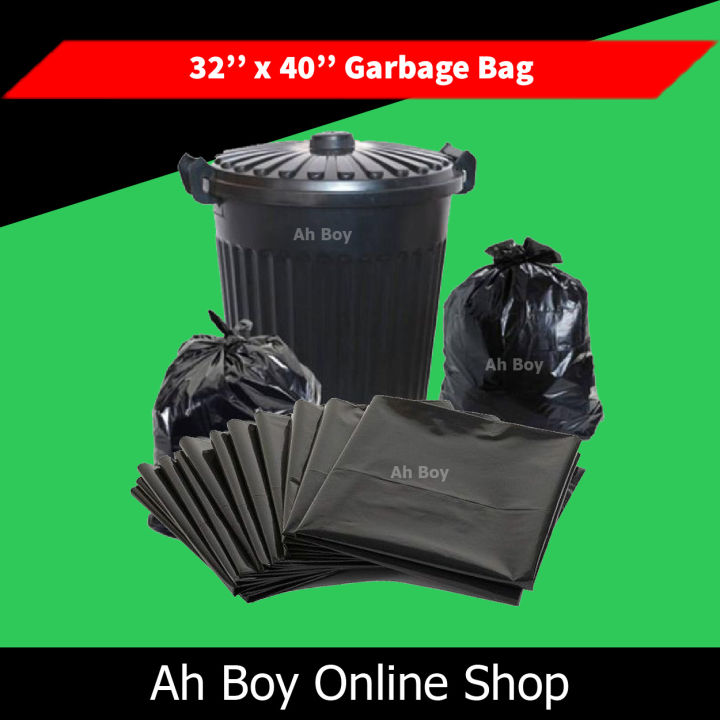 32'' x 40'' HDPE Heavy Duty Black Garbage Bag Thick & Big / Plastik ...