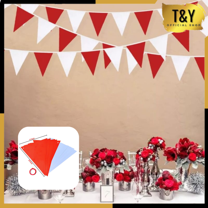 TY Bendera Merah Putih Segitiga 9 Pcs Ulang Tahun Kemerdekaan 17 Agustus Banner Bunting Flag ...