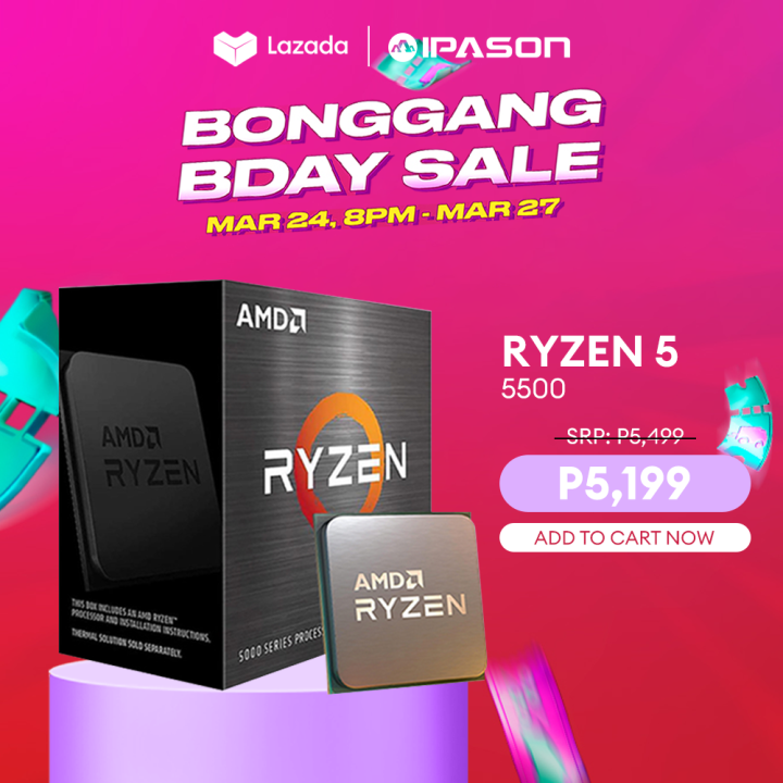 Ipason AMD Ryzen 5 5500 Desktop Processor (Socket AM4, CPU Cooler Included) | Lazada PH
