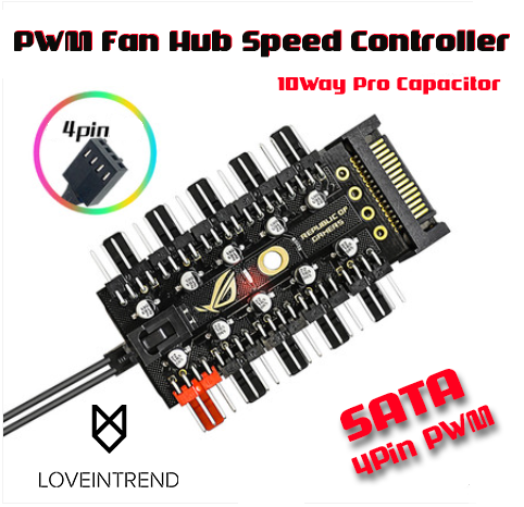 PWM Fan Hub Speed Controller 10Way Pro Capacitor (ใช้ต่อพัดลม 10ตัว แยก ...