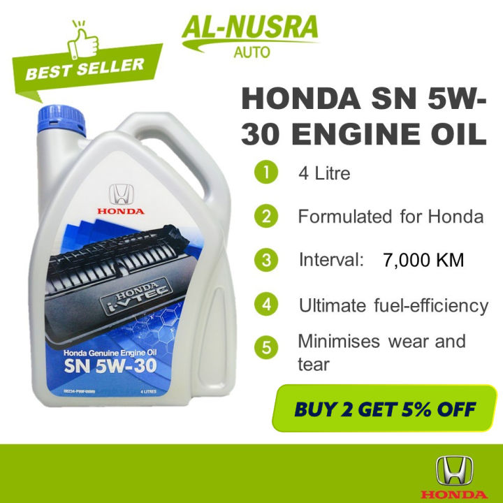 HONDA SN 5W30 ENGINE OIL 4L MINYAK HITAM SEMI SYNTHETIC 5W-30 MINYAK ...