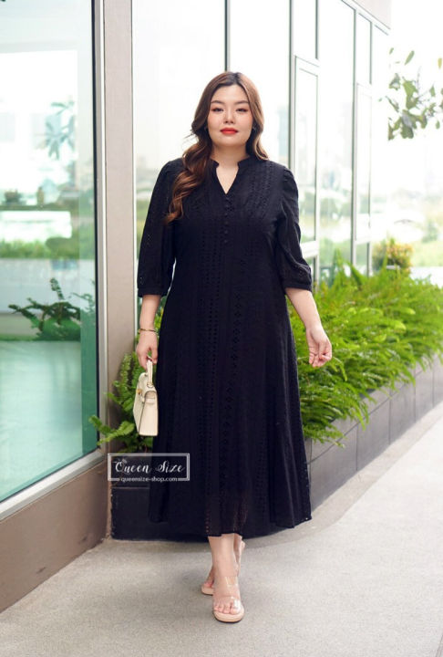 Patcha-สีดำ เสื้อผ้าไซส์ใหญ่ ชุดเดรสแฟชั่นสาวอวบ เสื้อผ้าสาวอวบ เดรสสาวอวบ เดรส oversize เดรสคน ...