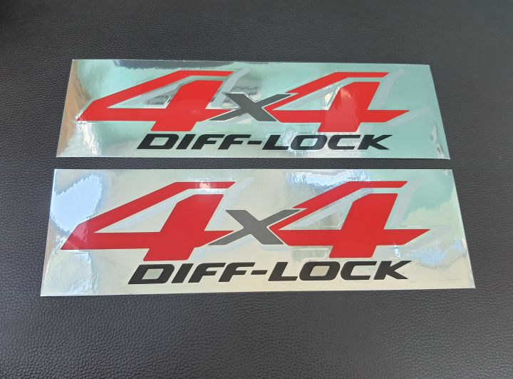 4x4 DIFF LOCK สติกเกอร์ สีแดง ติดข้างท้ายรถ ซ้าย-ขวา 1คู่ งานเทียบ ใส่ ...