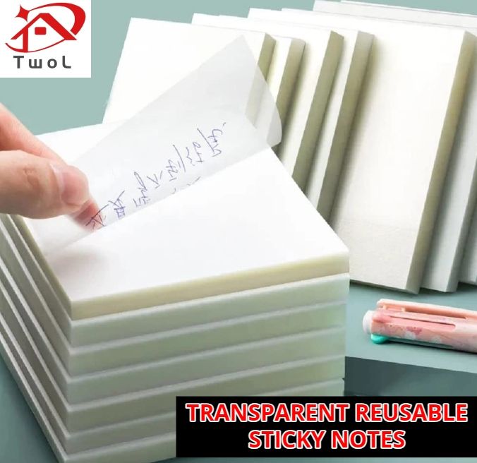 Twol Transparent Sticky Note Pads Memo 3 X 3 inches Square Styles Self ... Twol Transparent Sticky Note Pads Memo 3 X 3 inches Square Styles Self ...