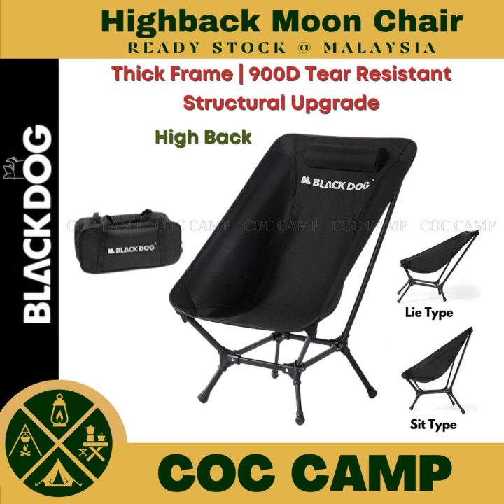 Blackdog Lightweight Highback Moon Chair Foldable Camping Fishing Beach ...