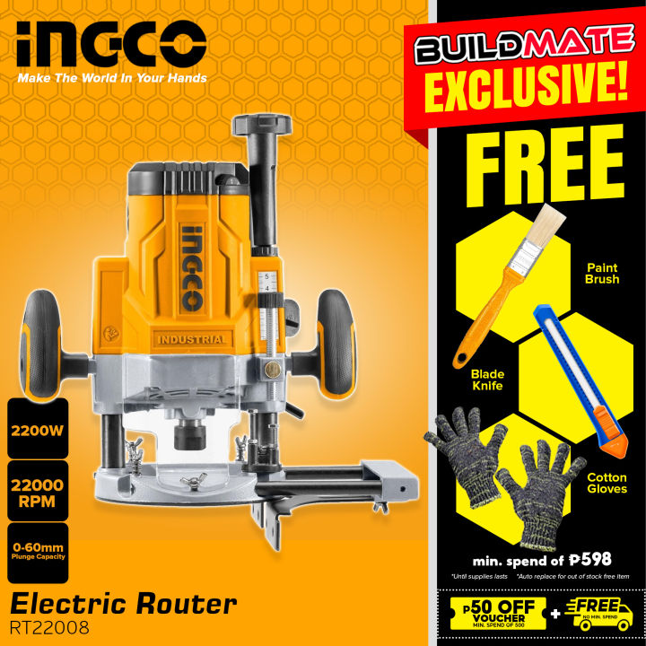 INGCO Industrial Electric Router 2200W RT22008 - BUILDMATE - IPT ...