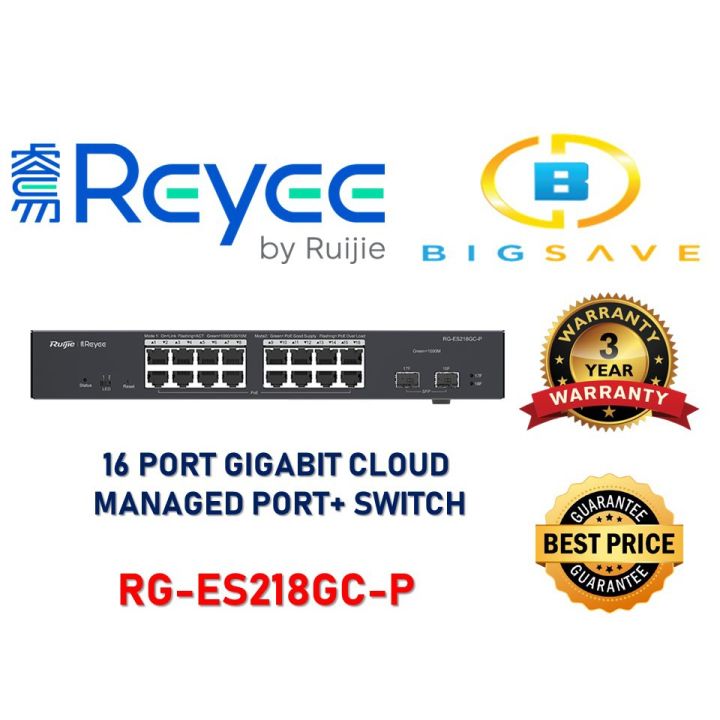 REYEE RG-ES218GC-P 16-PORT GIGABIT CLOUD MANAGED POE+ SWITCH | Lazada