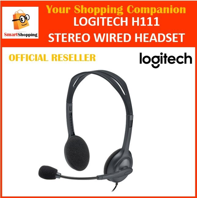 Logitech Stereo Headset H111 Black Noise cancelling Microphone H 111 ...