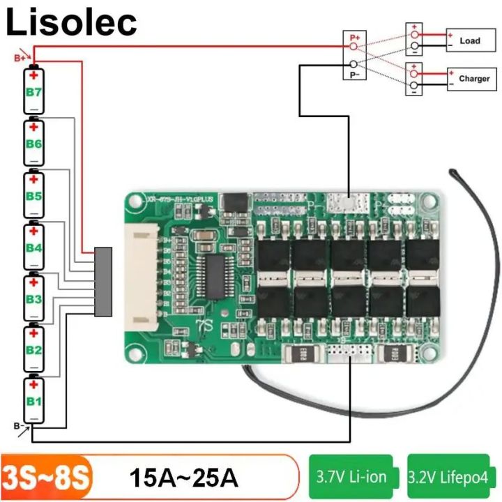With Balance NTC 3S 4S 5S 6S 7S 8S BMS 12V 18V 21V 24V Protection Board ...