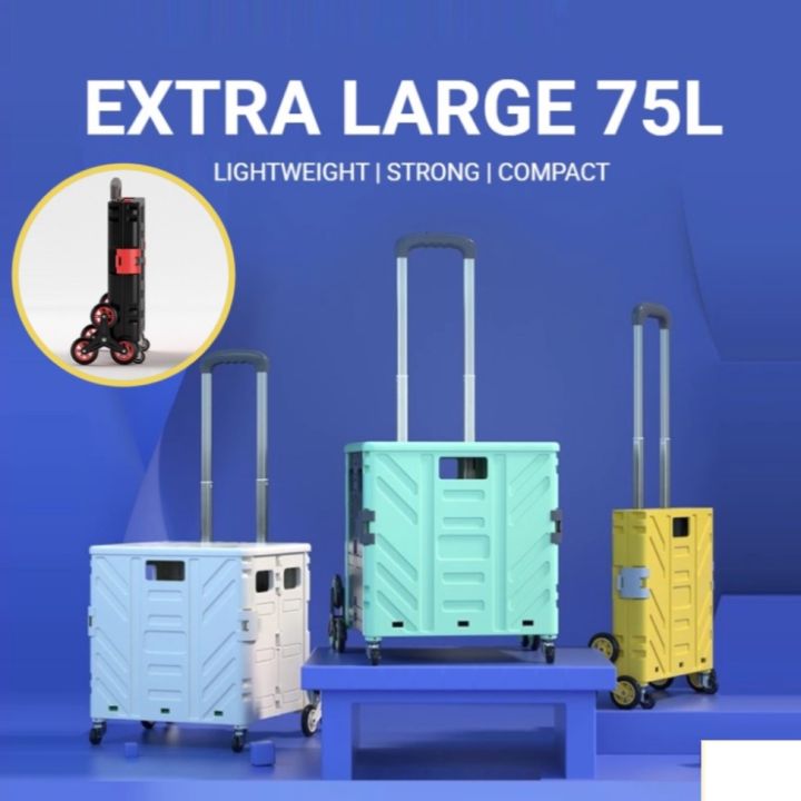 4/8 Wheels Extra Large 75L Portable Folding Shopping Cart Trolley ...