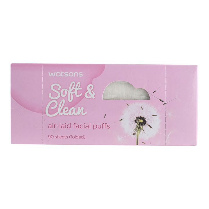 WATSONS Soft & Clean Air-laid Facial Puffs 90 Sheets | Lazada PH