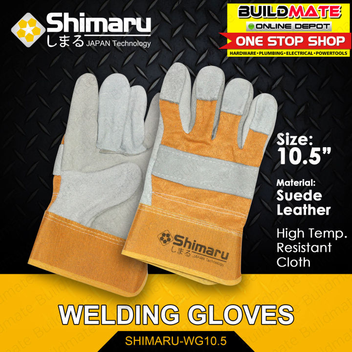 SHIMARU Cowhide Suede Leather Welding Gloves Arc Tig Mig SHORT 10.5 ...