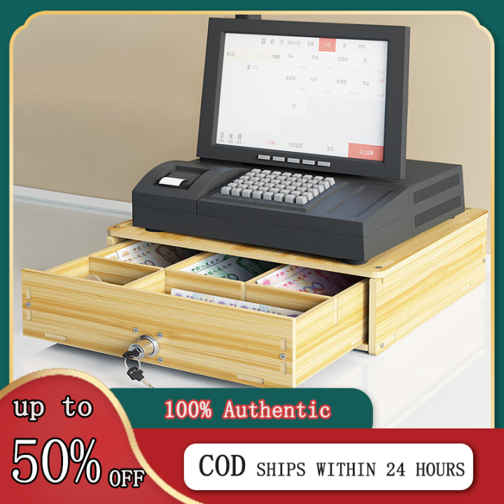 Cash Coin Multi-Compartment Wooden Drawer Cashier Box with Lock ...