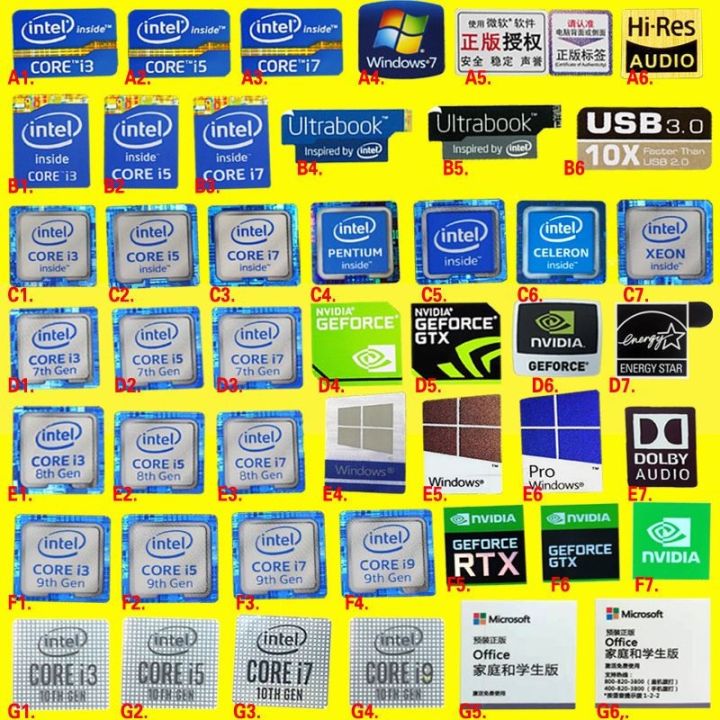 Suitable for notebook Intel computer Core cpu sticker Nvidia graphics ...