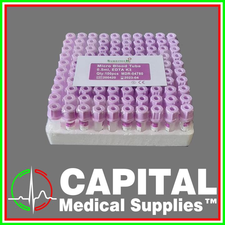 Vacuum Blood Collection Tube (EDTA/RED TOP) Microtainer 0.5 ml, 100pcs ...