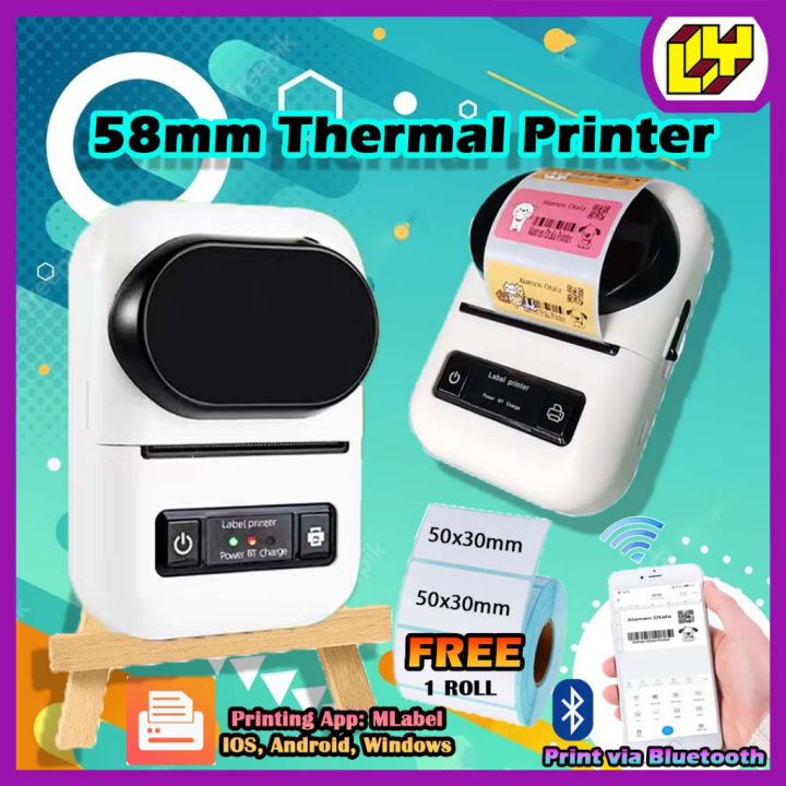 Label Printer Handheld Barcode Printer Portable Bluetooth Mini Sticker ...