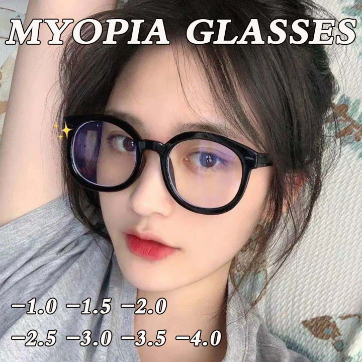 GLS -6.0 to -1.0 Round Frame Myopia Glasses Women Eyeglasses Anti-Blue ...