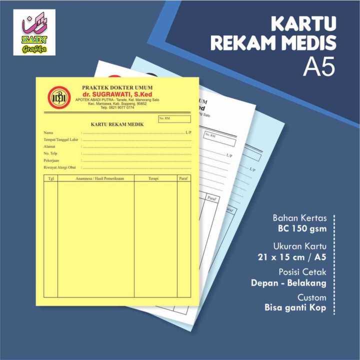 Kartu Rekam Medis ukuran A5 Zain Grafika | Lazada Indonesia