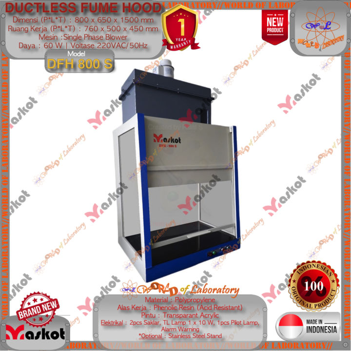 MASKOT Ductless Fume Hood Type DFH800S (Lemari Asam), Garansi 1 Tahun ...