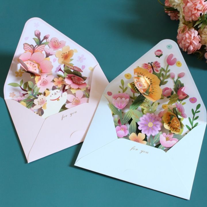 BILIN 3D Flower Pop-up Greeting Cards with Envelope Postcard Invitation ...