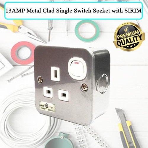 13A METAL CLAD SINGLE SWITCH SOCKET BOX OUTLET with SIRIM APPROVED ...