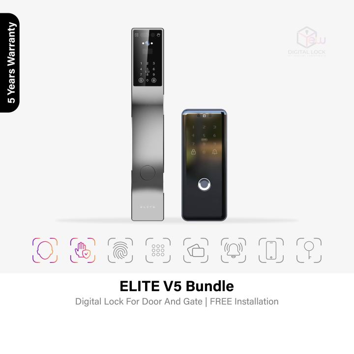 Elite U-2 Facial & Dual Fingerprint Gate Lock + Elite V5 Palm ...