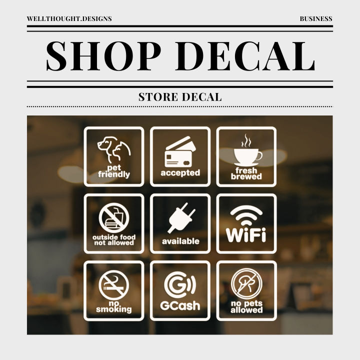 Business Logo Wifi, Pet Friendly, Gcash, Coffee Sign, Credit Card ...
