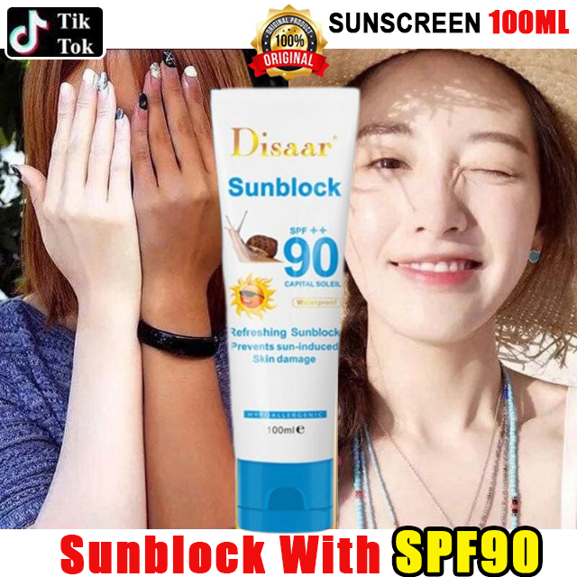 Disaar Snail Sunblock 100ML Waterproof Sunscreen Cream SPF90 PA++ UVA ...