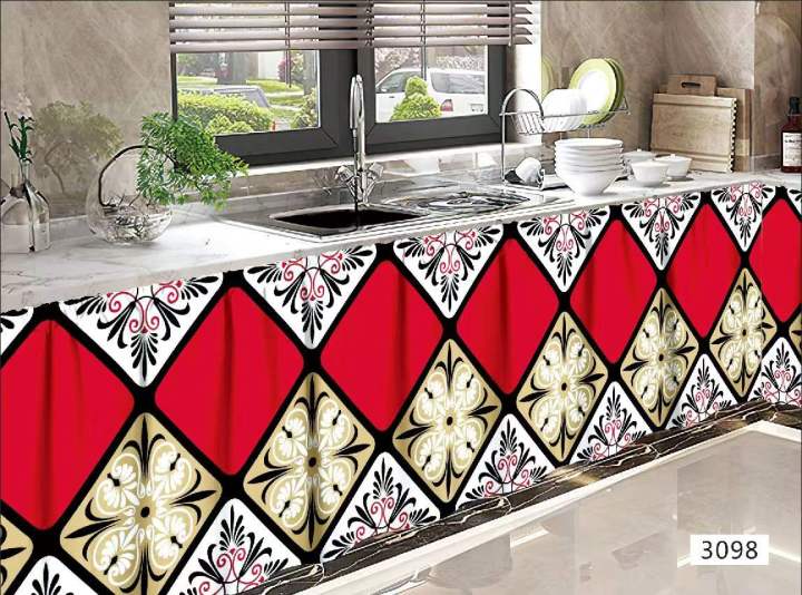 COD Square Elegant Printed Lababo Kitchen Curtain Short Curtain Kurtina ...