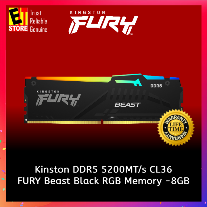 Kingston FURY BEAST RGB DDR5 5200MT/s OR 5600MT CL36 Memory - SINGLE 8GB/16GB/32GB OR KIT OF 2 ...