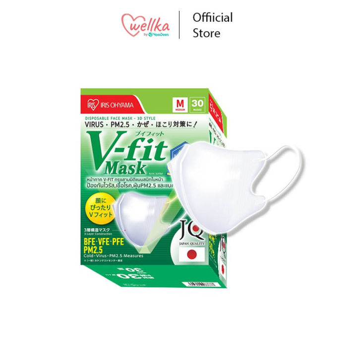 Iris Ohyama V-Fit Mask ไอริส โอยามะ หน้ากากอนามัย วีฟิต ไซซ์M 1กล่อง 30 ...