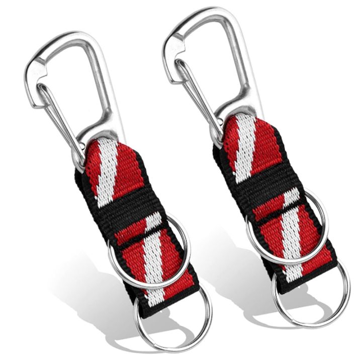 Stainless Steel Carabiner Keeper, 2 Pack Scuba Split Ring Connector ...