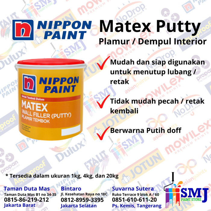 PLAMUR TEMBOK WALL FILLER PUTTY MATEX 4KG | Lazada Indonesia