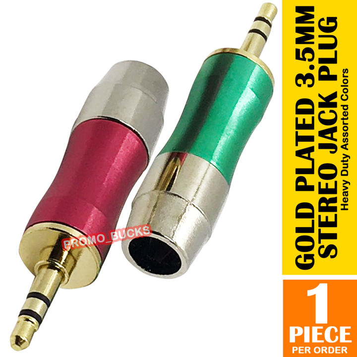 3 Pole 3.5mm Stereo Audio Jack Plug Adapter Gold Plated Assorted Colors ...