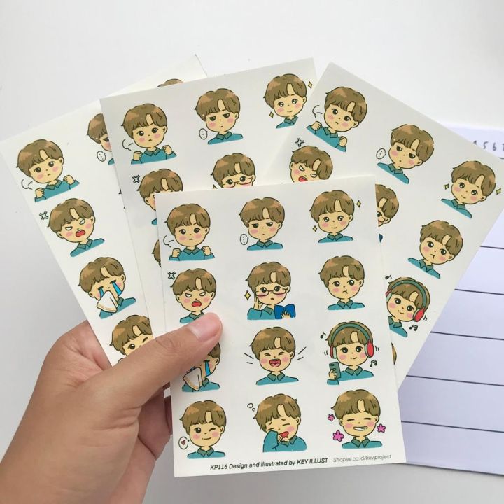 transparent sticker boys emoticon/ stiker emoji/ aesthetic sticker set ...